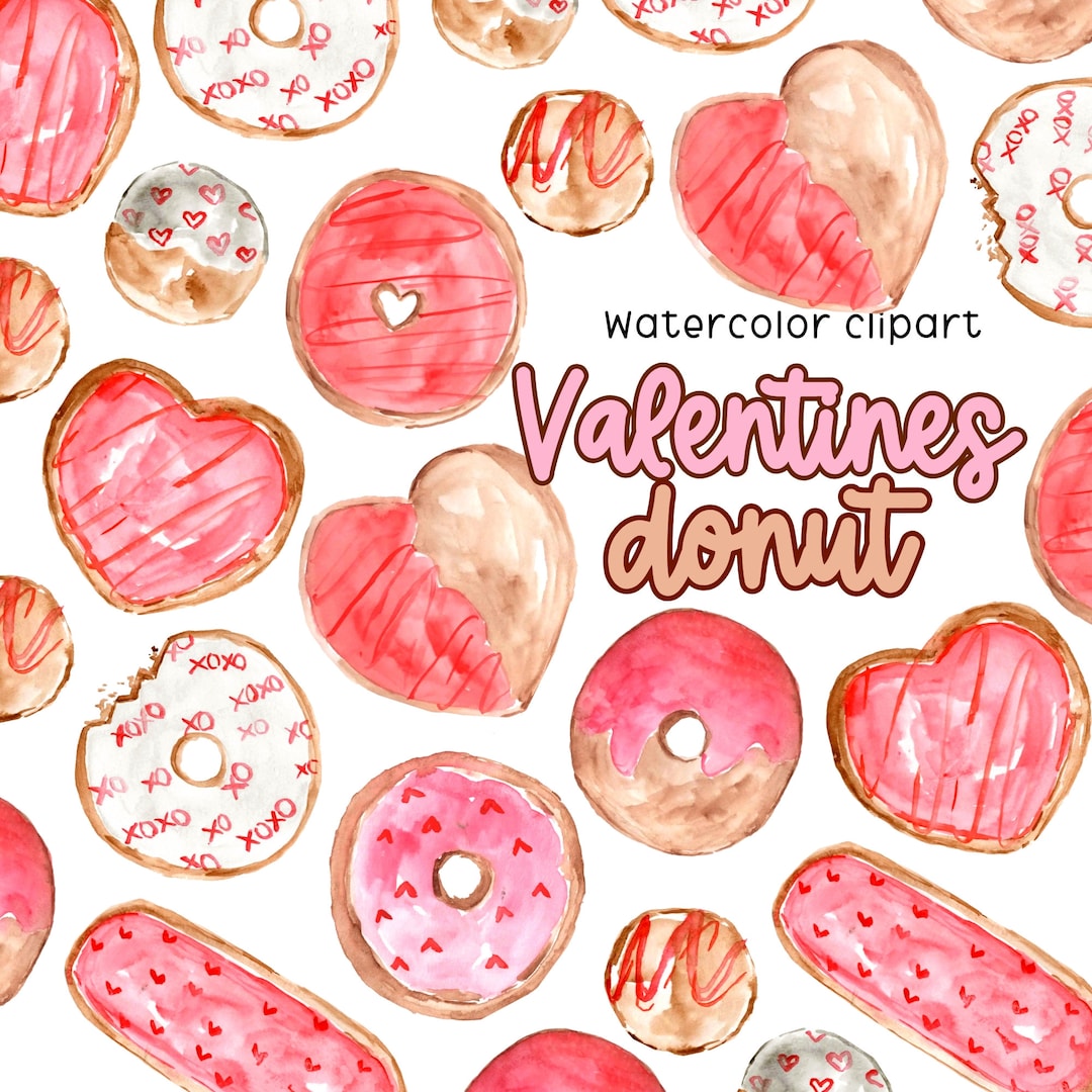 Valentines Day Donut Clipart - Vday - Food Graphics - Dessert - Digital ...