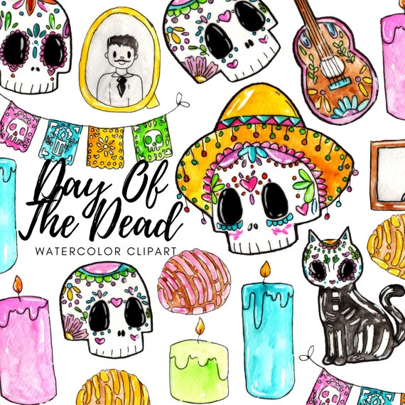 Watercolor Clipart Day of the Dead Dia De Muertos Sugar - Etsy