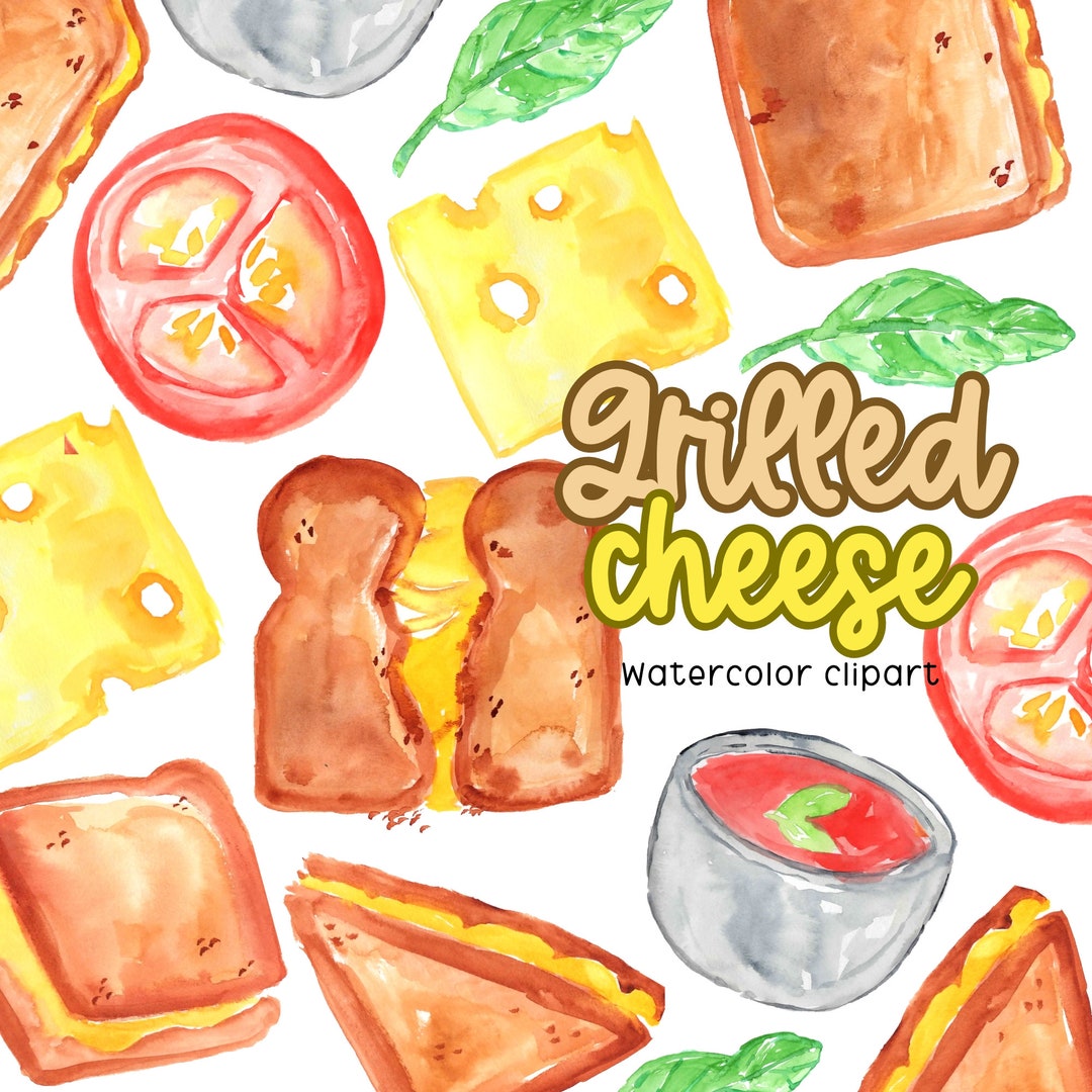 Watercolor Grilled Cheese Sandwich Clipart Tomato Soup Brunch Png ...