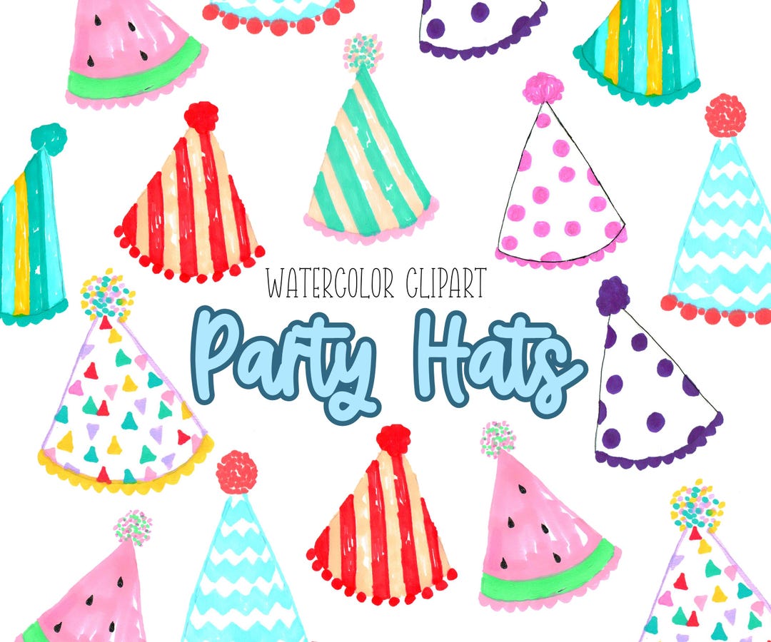 Party Hat Clip Art - Birthday Clip Art - Hand Drawn Clip Art - Party ...