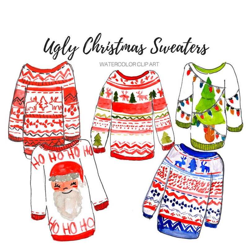 Christmas clipart ugly christmas sweater graphics holiday | Etsy
