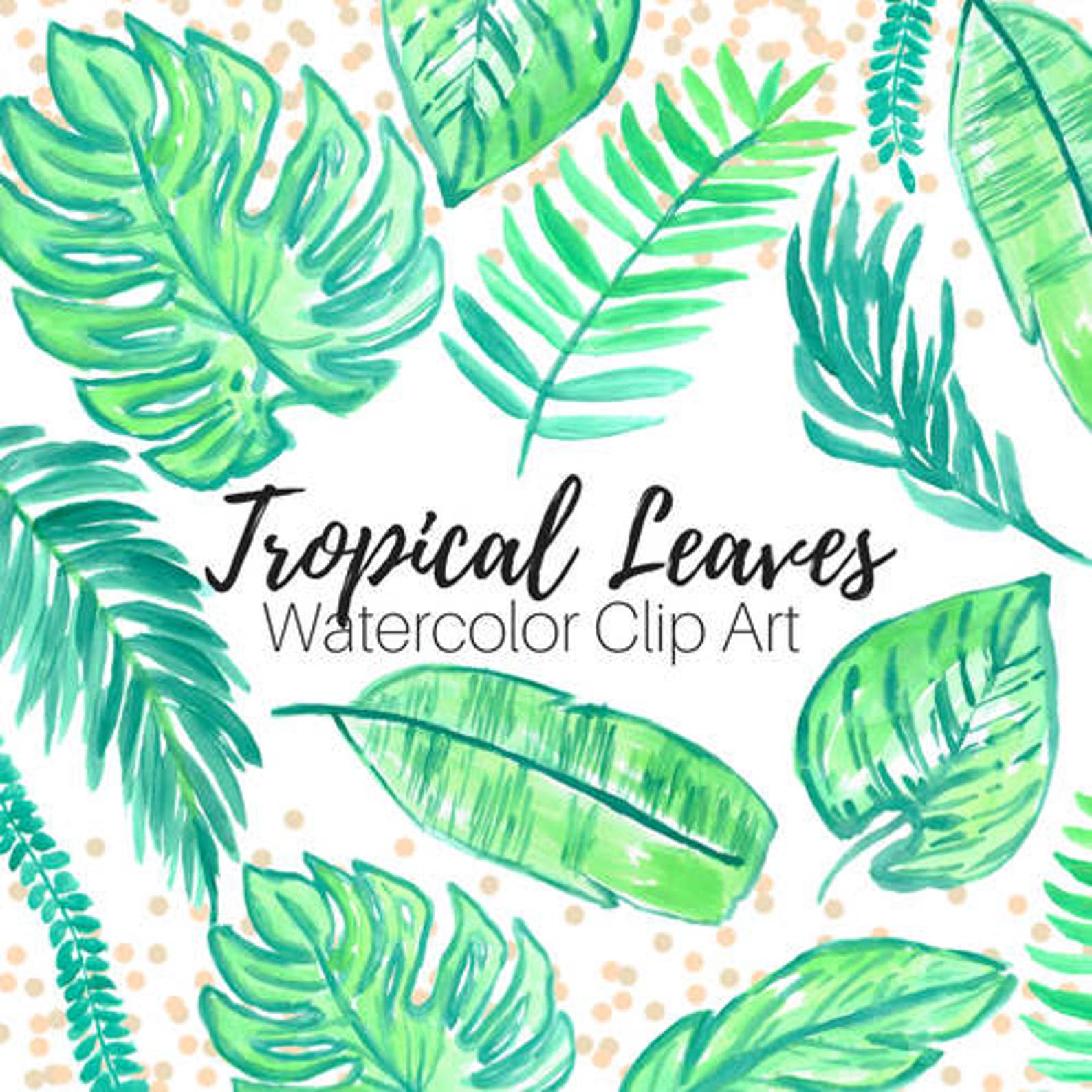 Tropical Leaves Clip Art Tropical Clip Art Island Clip Art | Etsy