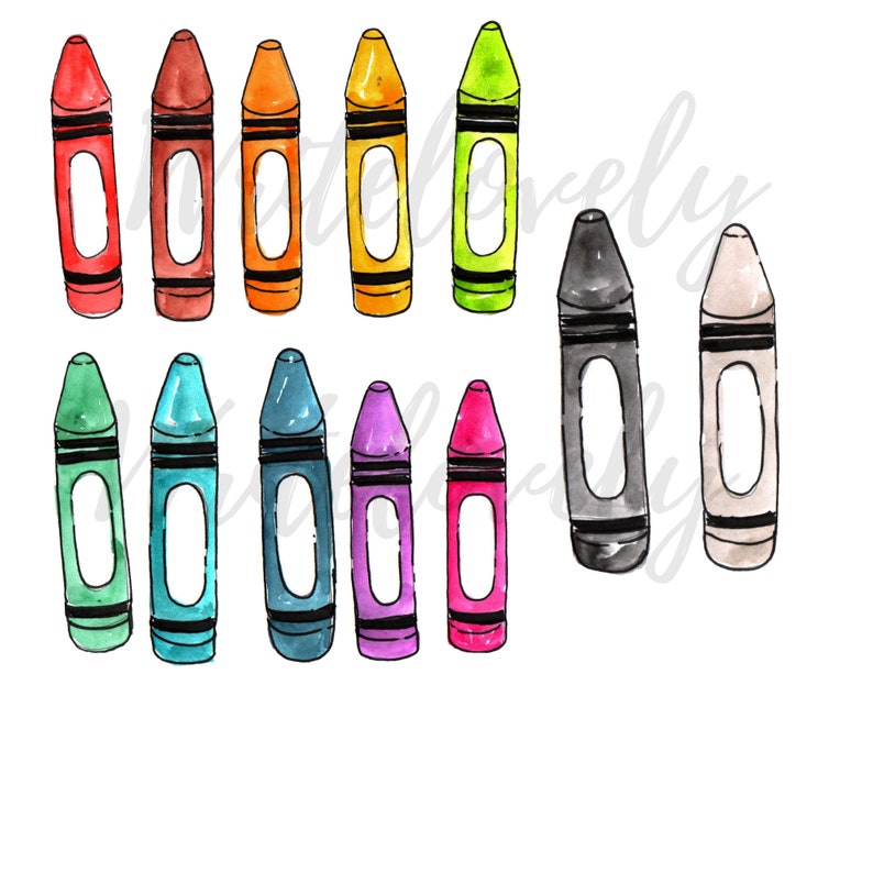 Watercolor Crayon Clipart,drawing Art Supplies Illustrations in Png ...