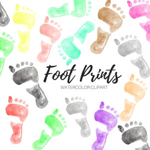Footprint Clipart - Childern Clipart - Watercolor Clipart - Kid Clipart ...