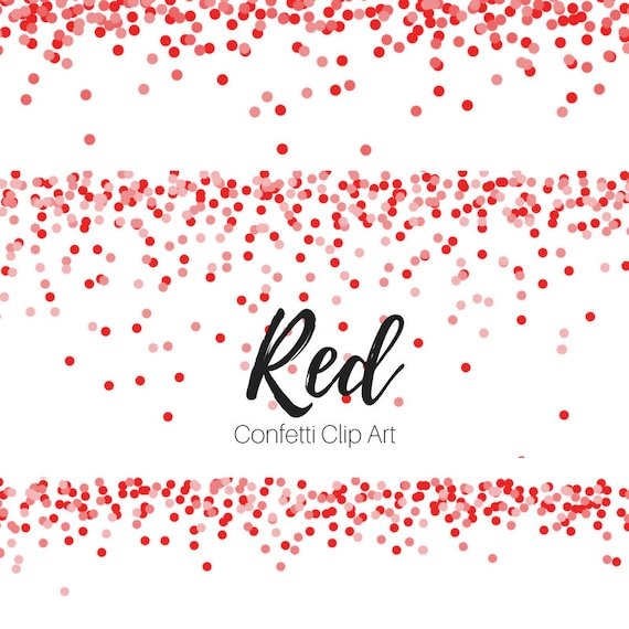 Red Confetti Clip Art confetti Paper Ombre Border | Etsy