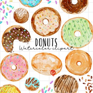 Watercolor Donut Clipart, Donut PNG, Chocolate Donut, Glazed Donut ...