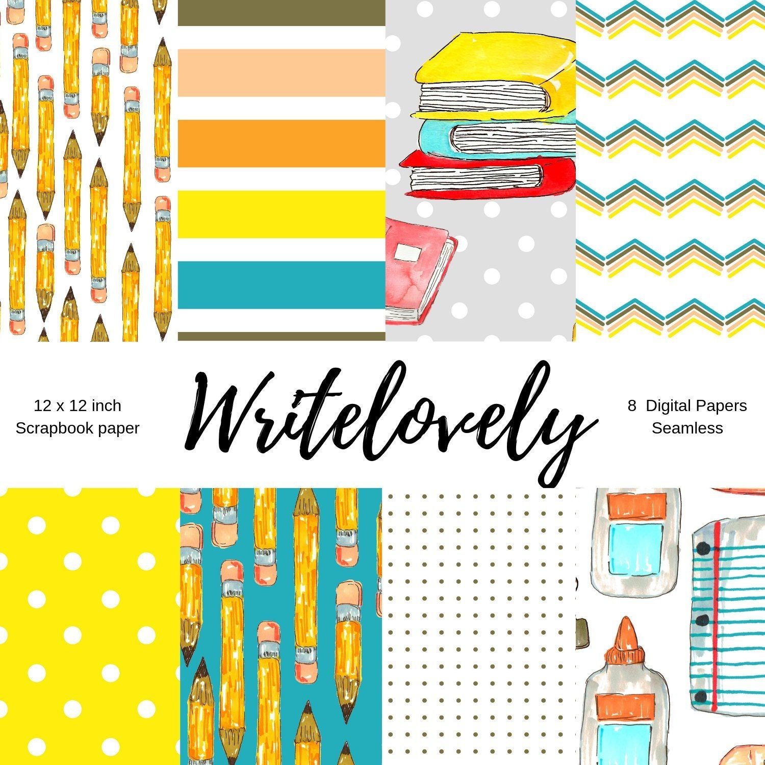 Seamless Back to School Scrapbook Paper School Digital Paper - Etsy