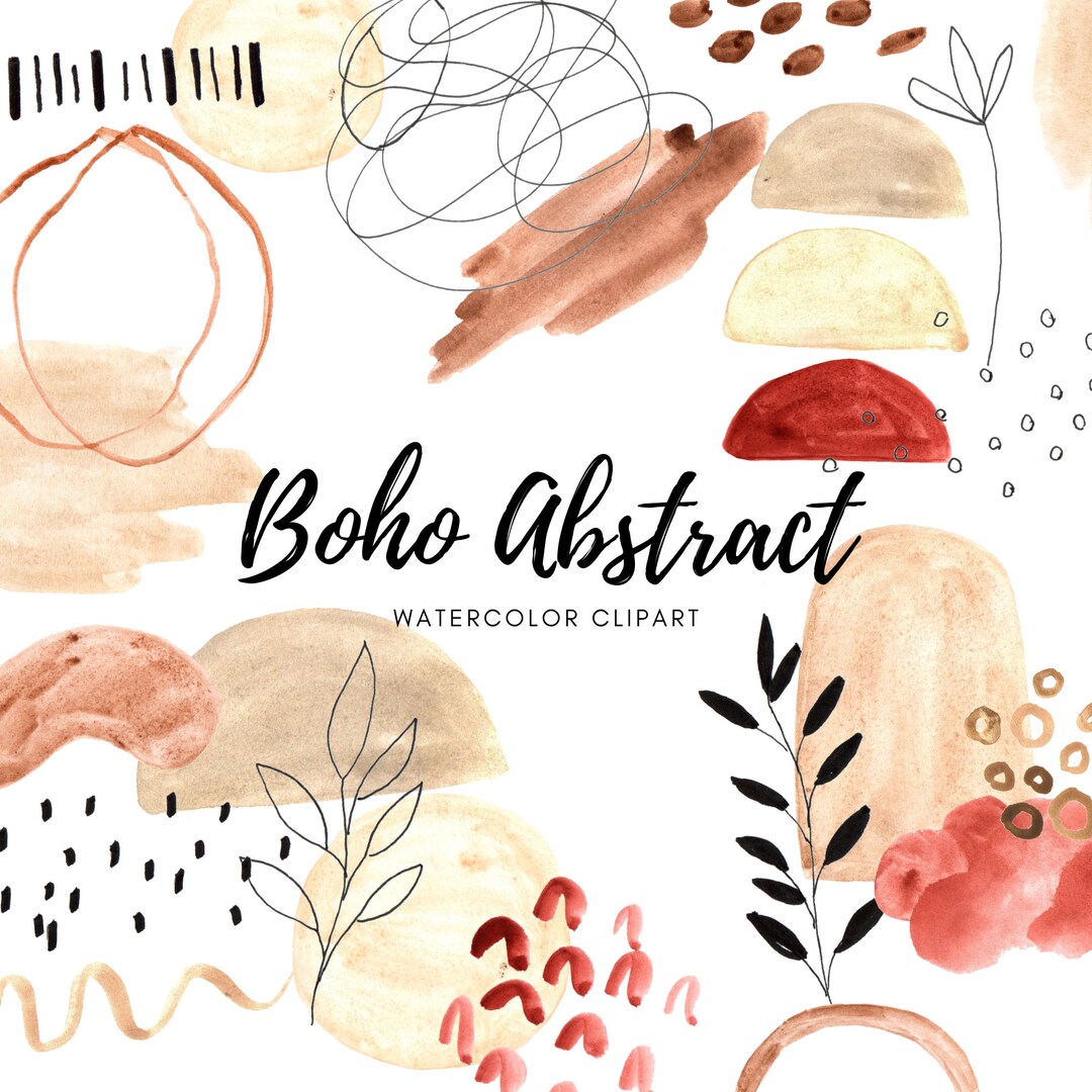 Watercolor Clipart Abstract Clipart Boho Bohemian Png - Etsy