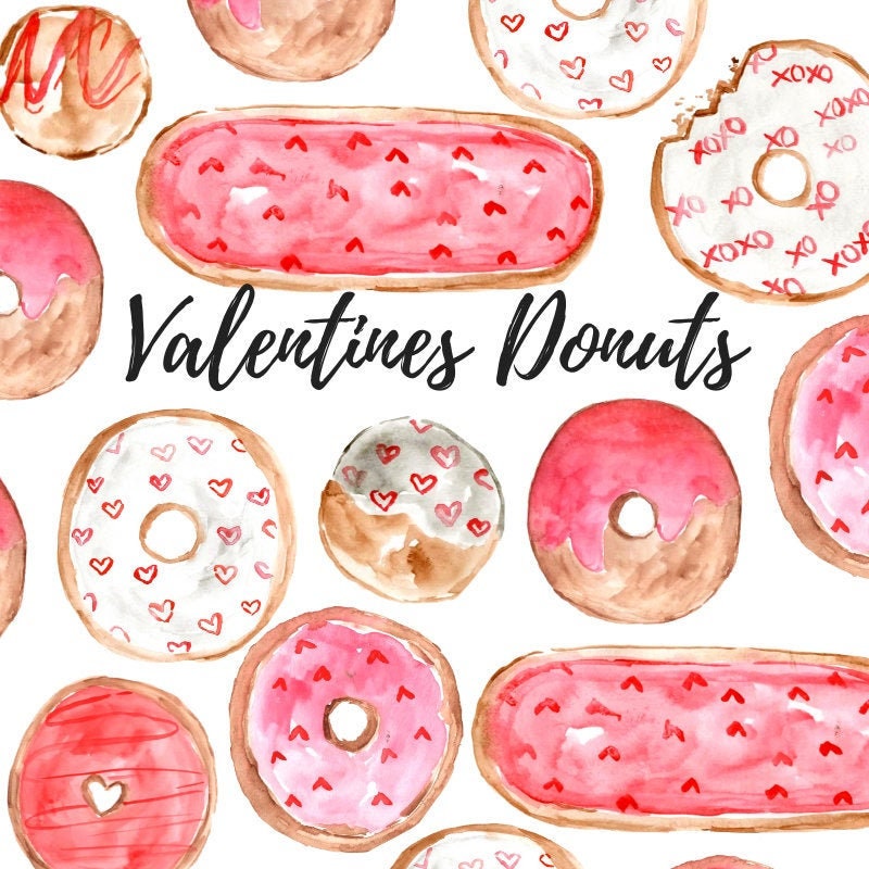 Valentines Day Donut Clipart Vday Food Graphics Dessert - Etsy