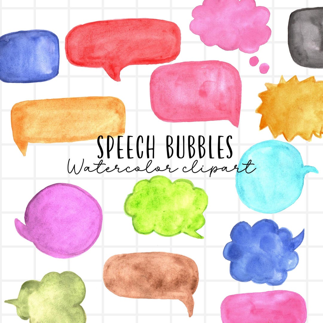 Watercolor Clip Art - Speech Bubble Comic Graphics PNG Illustration for ...