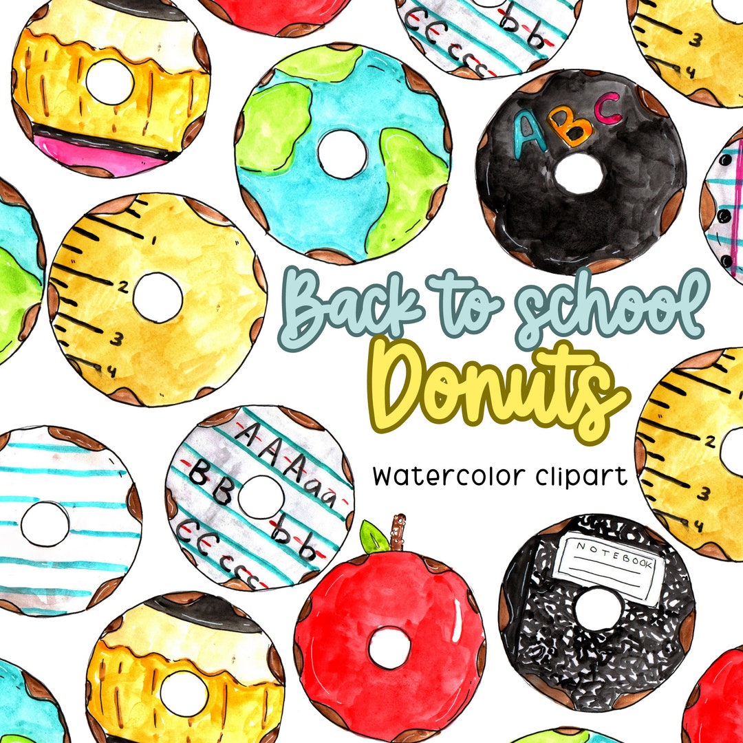 Back to School Watercolor Clip Art - Donuts - Food PNG Graphics for ...