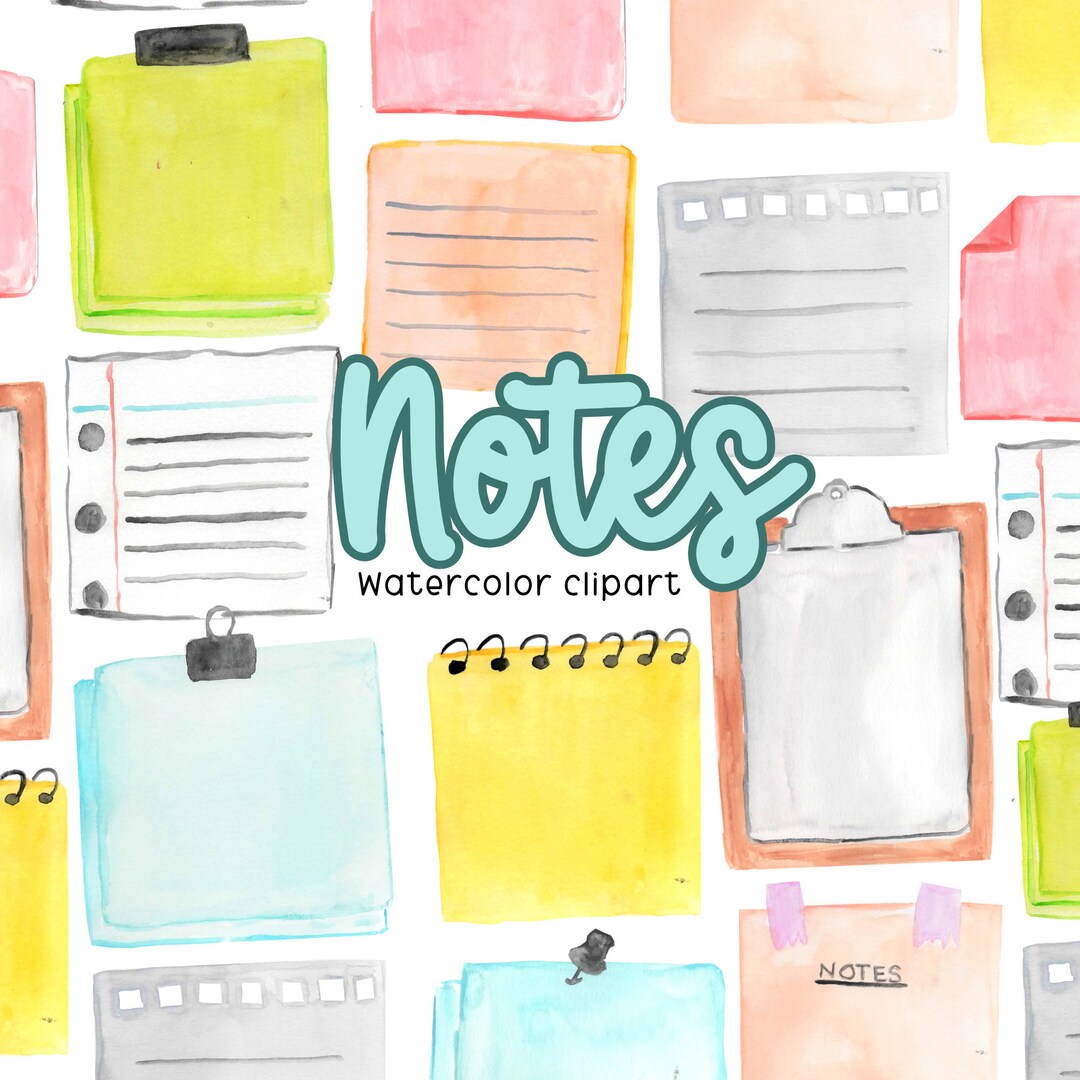 Watercolor Paper Clipart, Note Paper Back to School Planner Graphics in ...