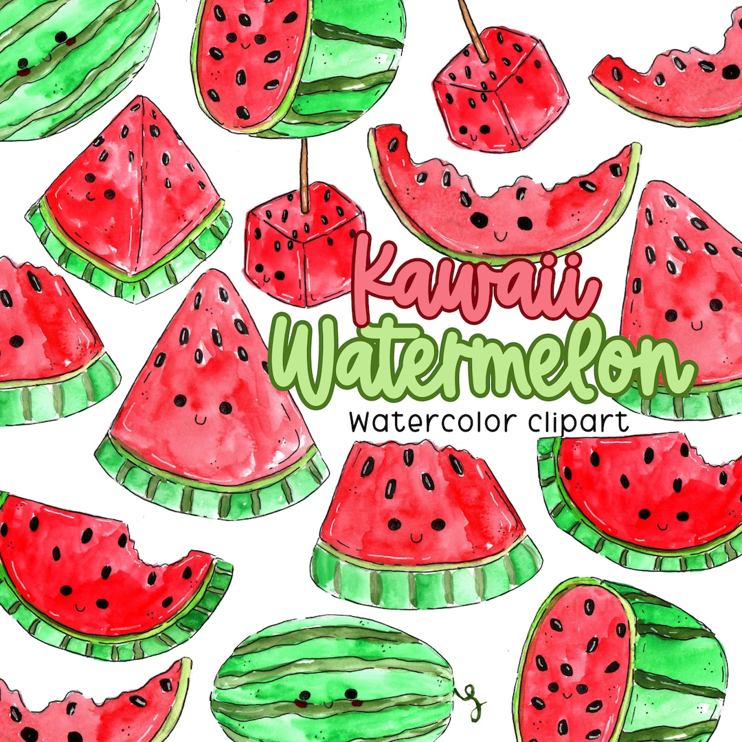 Kawaii Clipart - Watermelon Clipart - Fruit - Cute Food Graphics ...