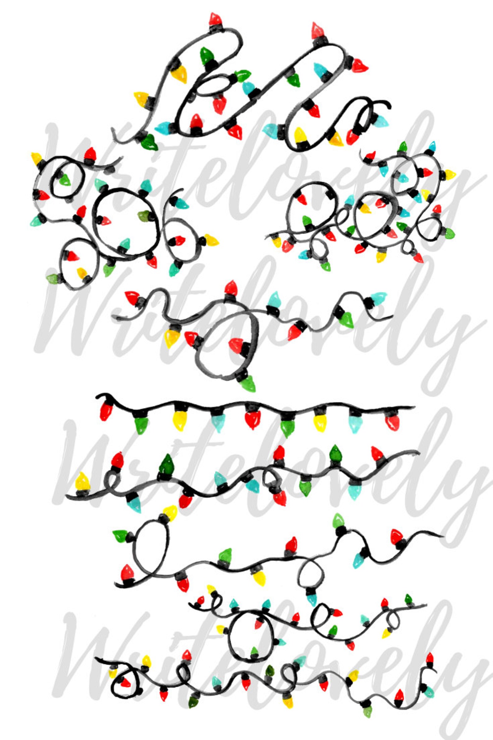 Watercolor Christmas Light Clipart Holiday Borders Digital - Etsy