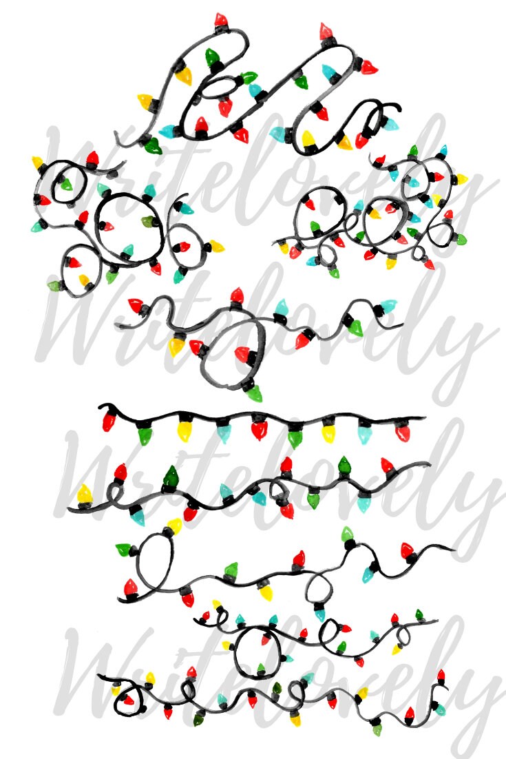 Watercolor Christmas Light Clipart Holiday Borders Digital - Etsy