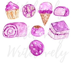 Watercolor Ube Clipart, Ube Ice Cream, Cake Graphics in Png Format ...