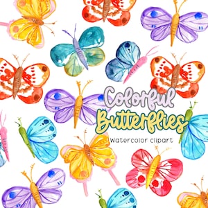 Watercolor Butterfly Clip Art, Animal Insect Bug Graphics PNG Files for ...