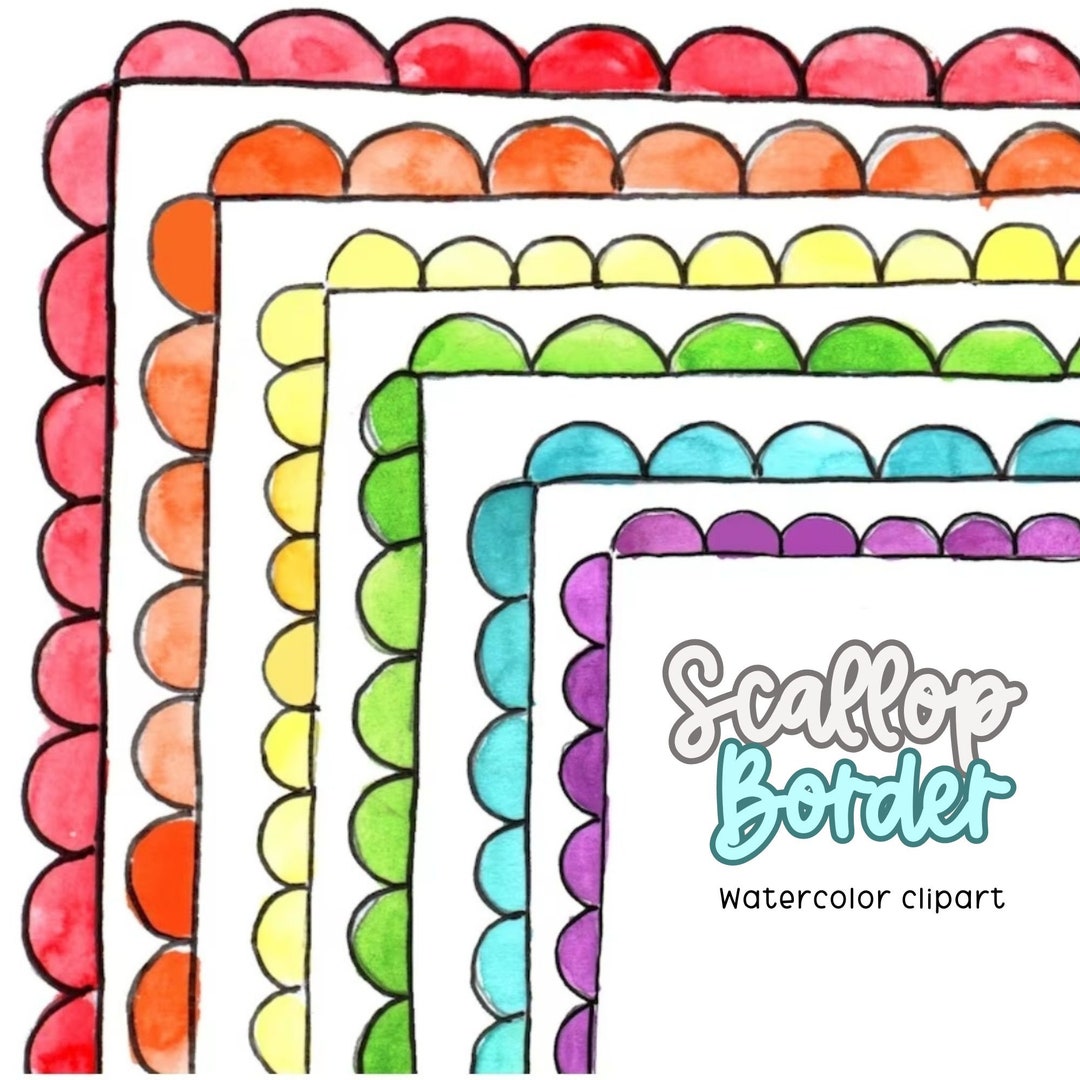 Scallop Borders Clipart - Border Graphics - Rainbow - Doodle Clipart ...