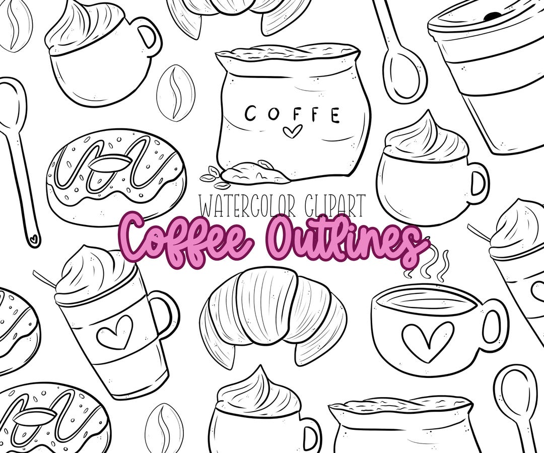 Coffee Clipart - Doodle Clip Art - Digital Stamp - Food - Drink ...