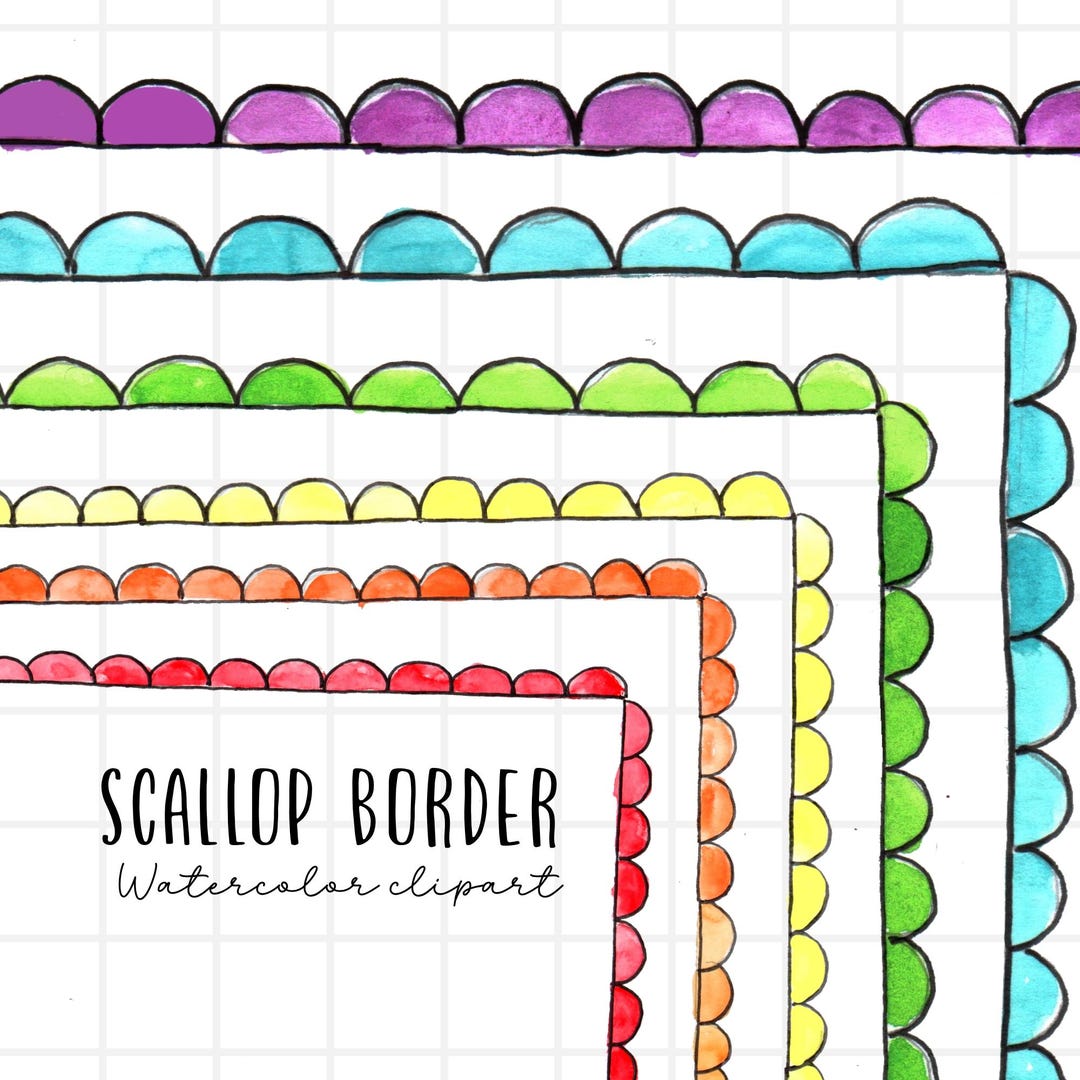 Scallop Borders Clipart - Border Graphics - Rainbow - Doodle Clipart ...
