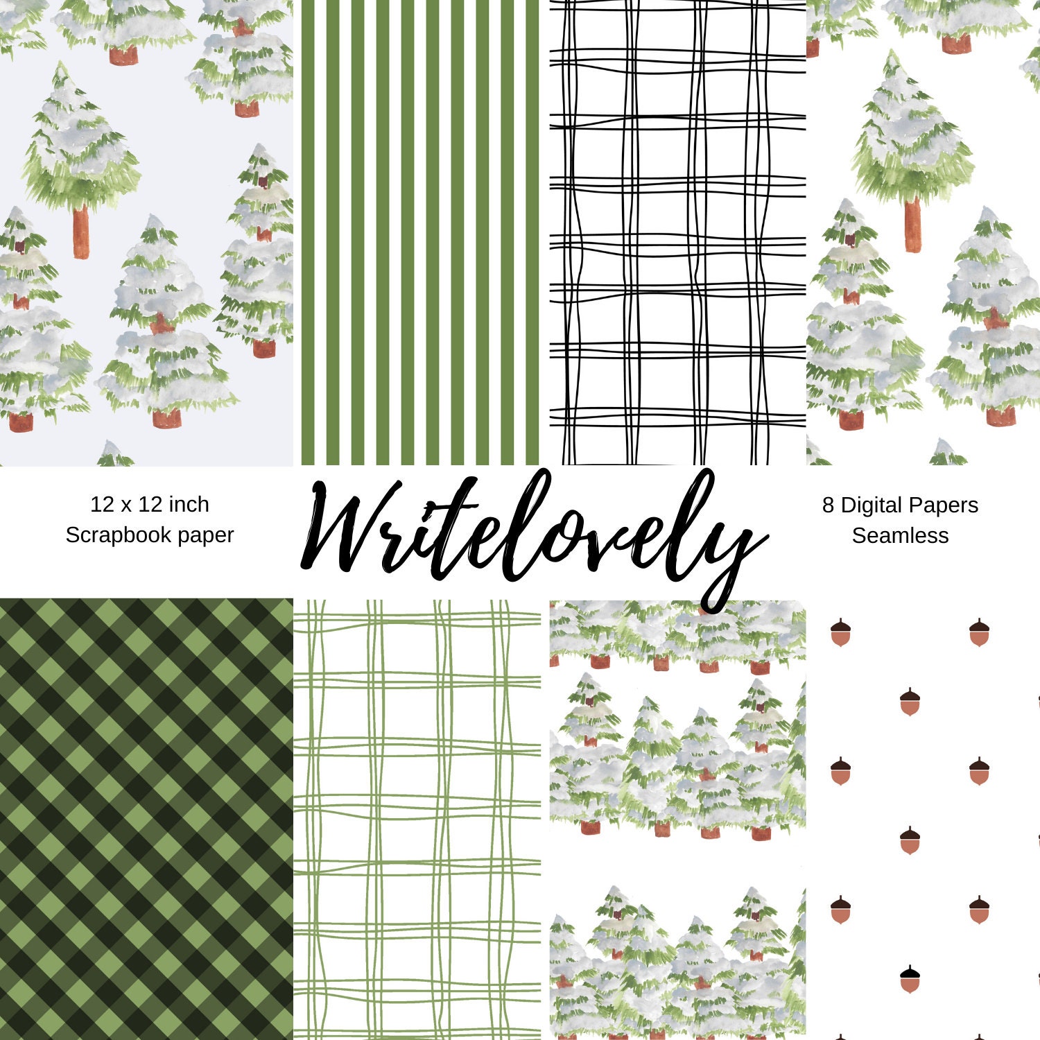 Seamless Holiday Pine Tree Christmas Scrapbook Paper Holiday - Etsy