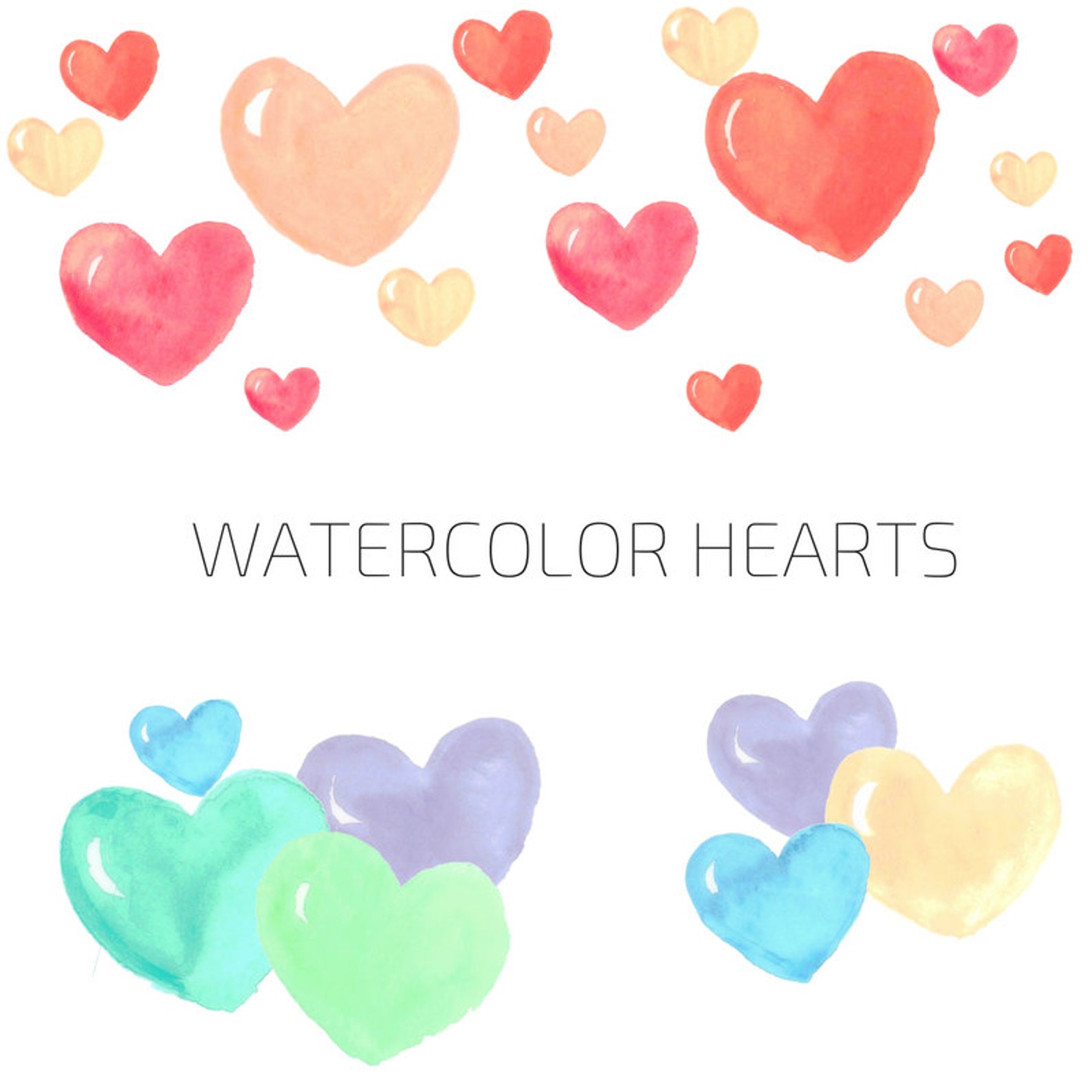 Watercolor Heart Clip Art Valentines Day Heart Clip Art | Etsy
