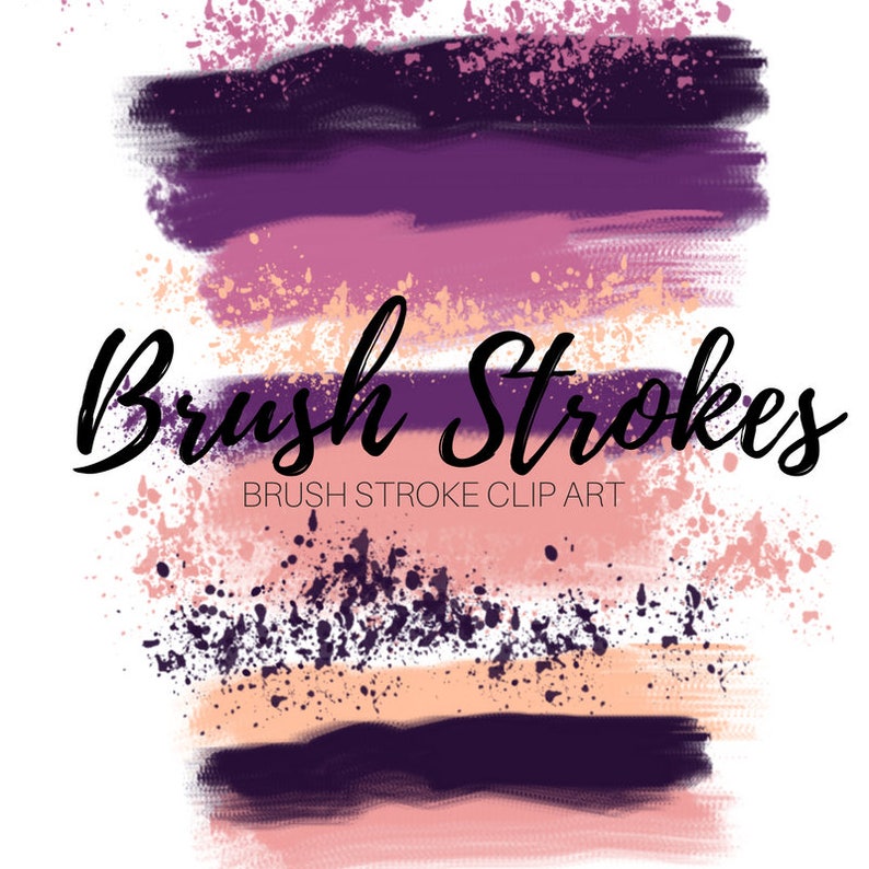 Pink brush strokes Brush stroke clip art ink splatter clip | Etsy