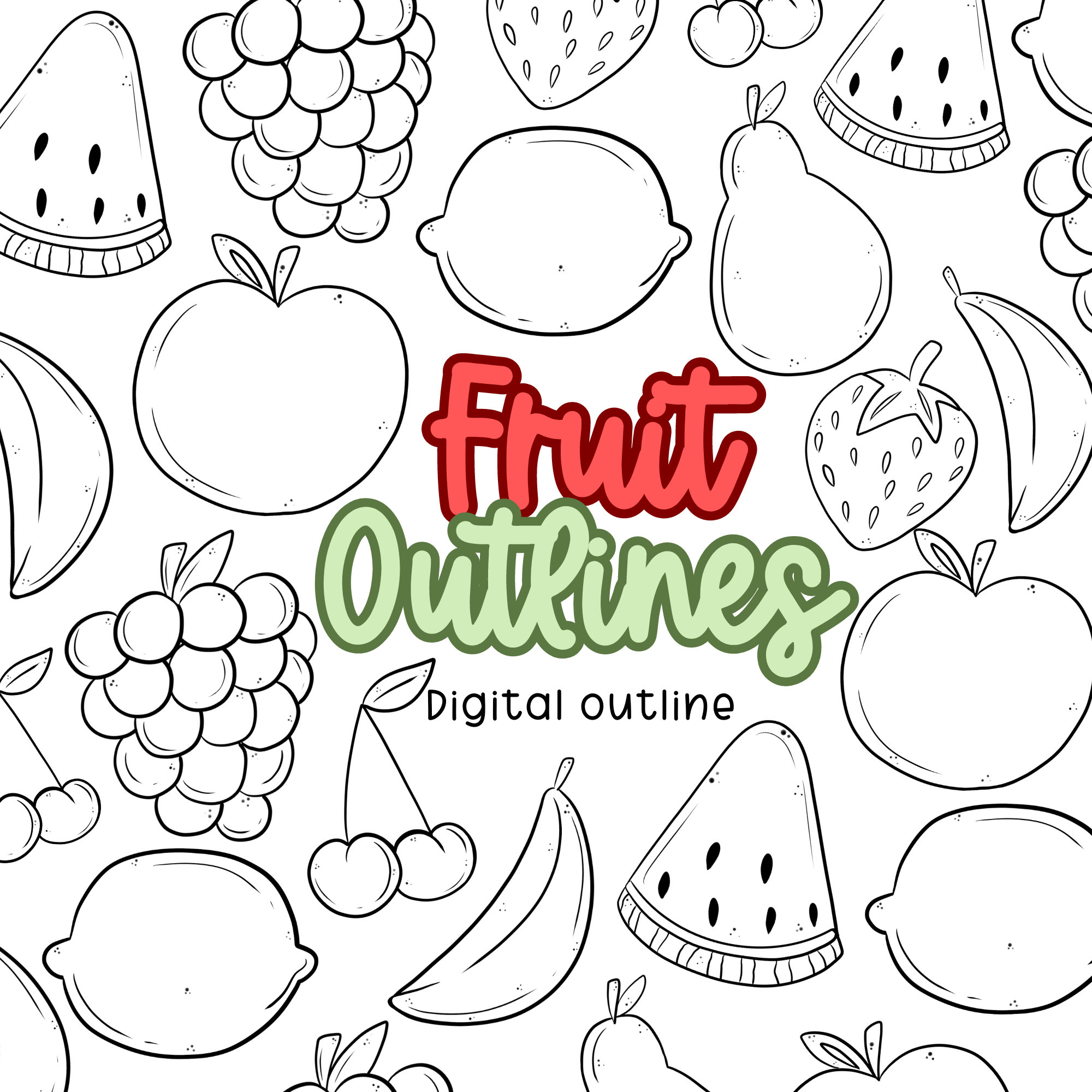 Fruits And Vegetables Clip Art Black And White