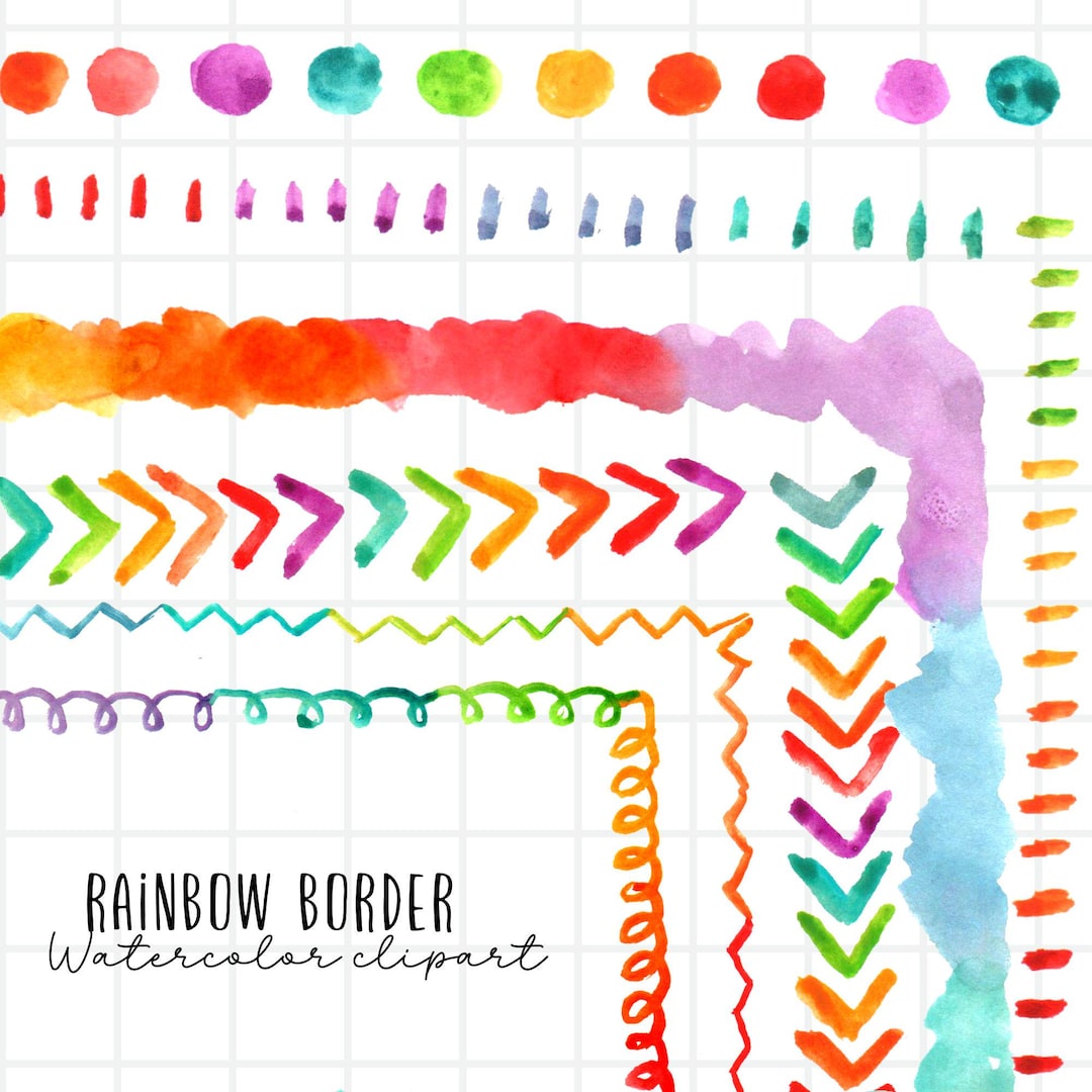 Watercolor Rainbow Border Clip Art - Border Clipart - Frame Graphics ...