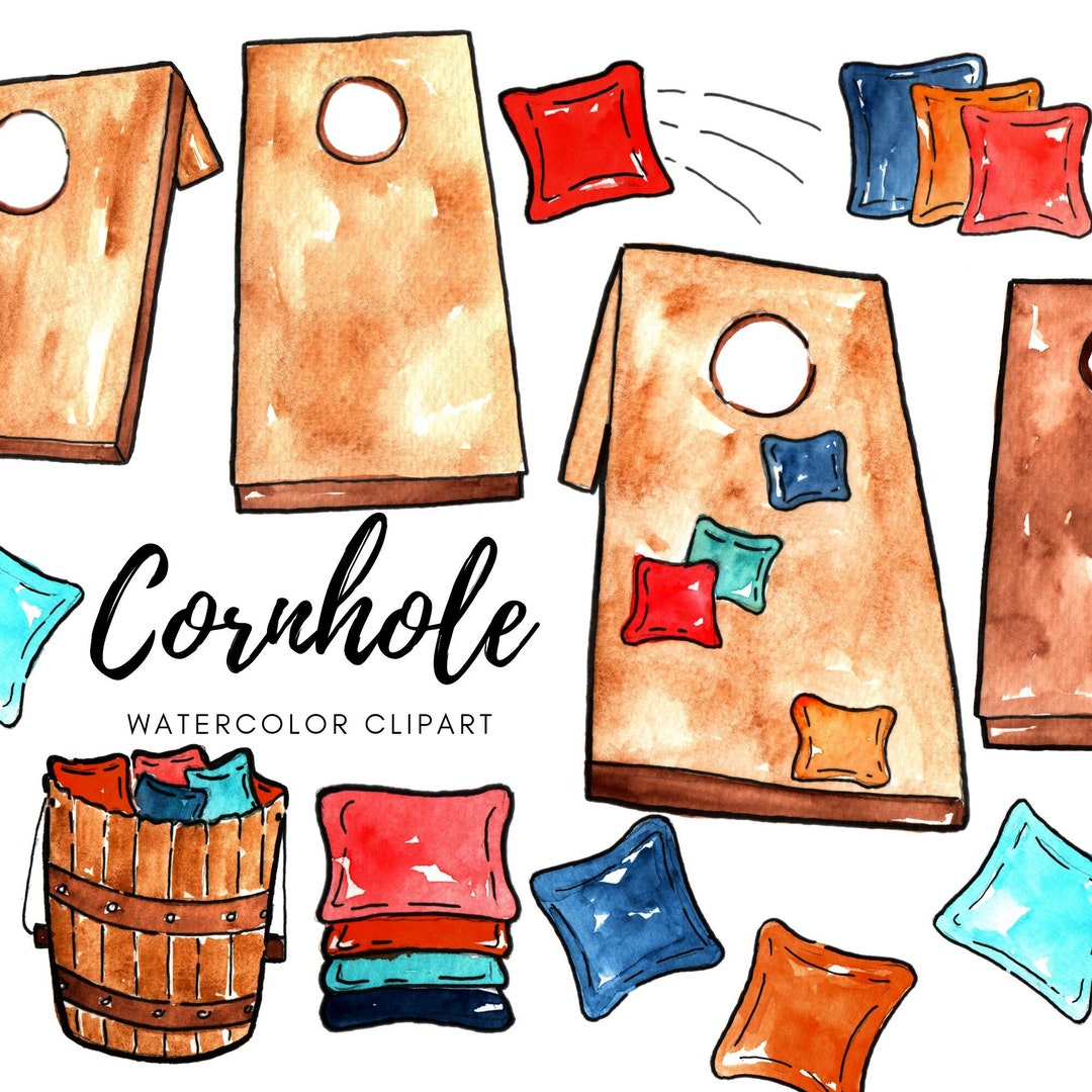 Watercolor Clipart Cornhole Cornholing Sports Summer - Etsy
