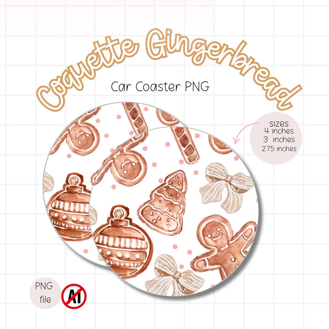 Cute Christmas Cookie Coaster PNG, Coquette Gingerbread Christmas ...