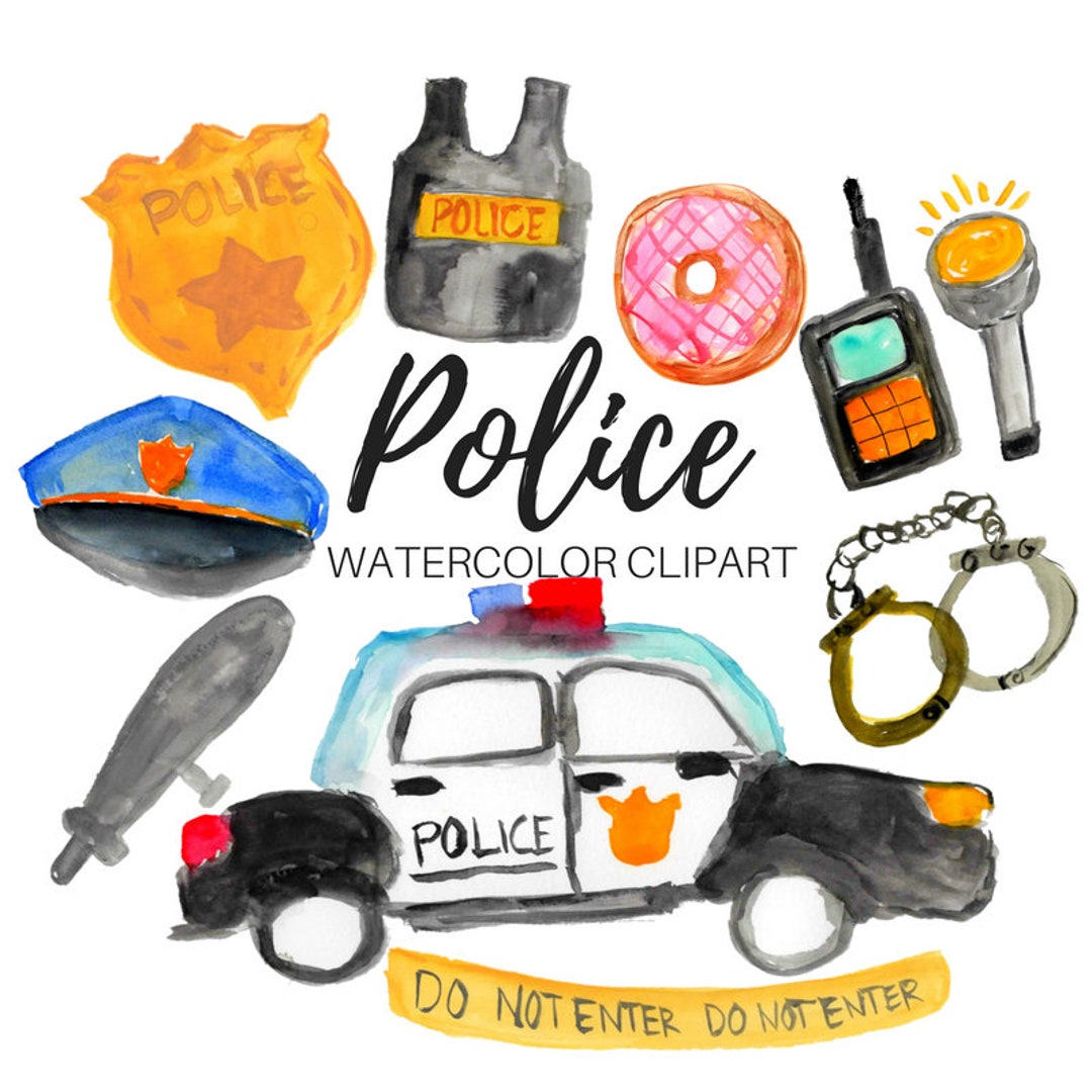 Watercolor Police Clipart, Police Officer Occupation Graphics in Png ...