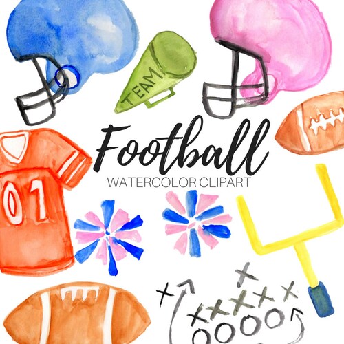 Watercolor Sports Clipart Football Basketball Baseball - Etsy