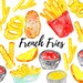 Watercolor French Fries Clipart Food Fast Food Graphics - Etsy