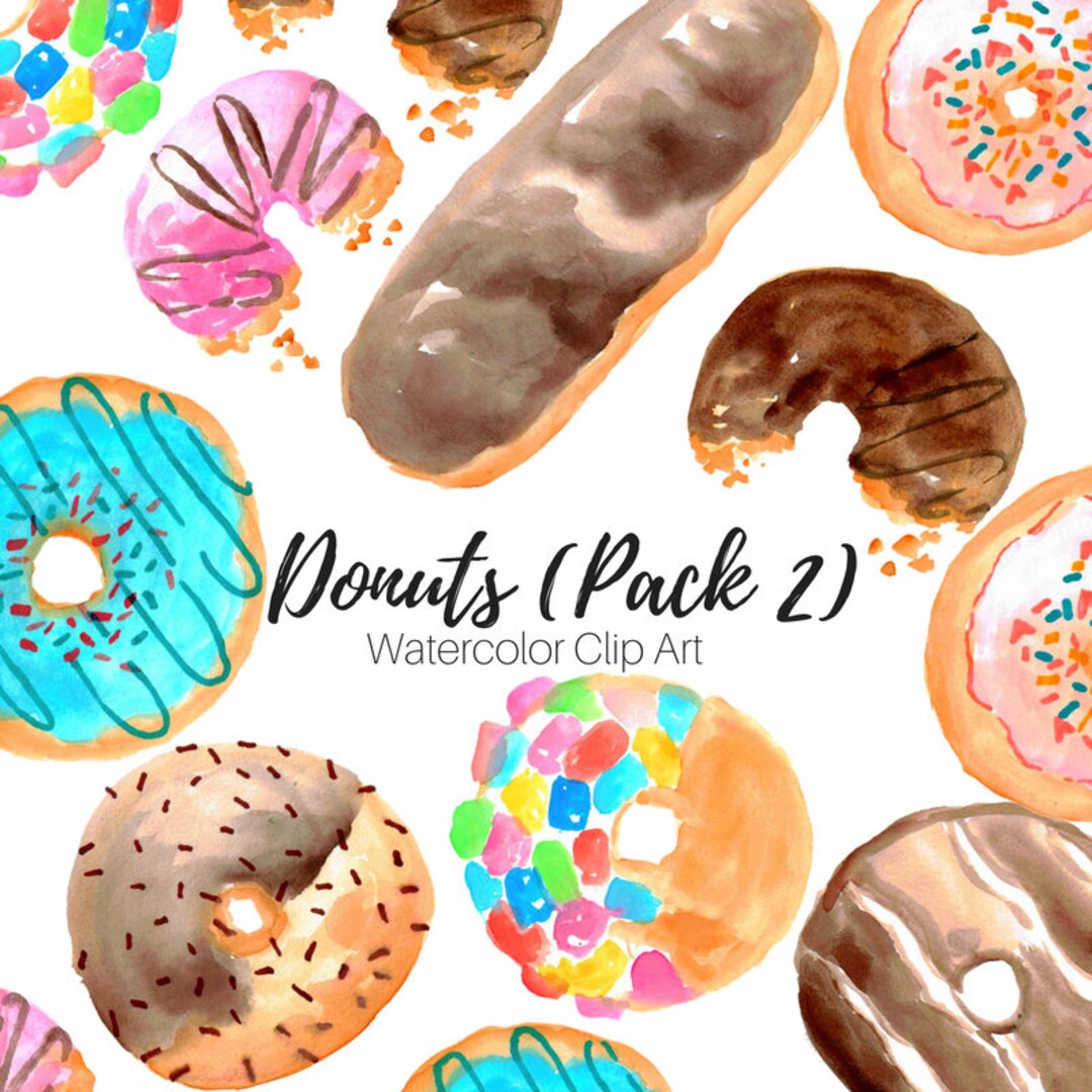 Donuts Clip Art Watercolor Clip Art Food Clip Art Set - Etsy