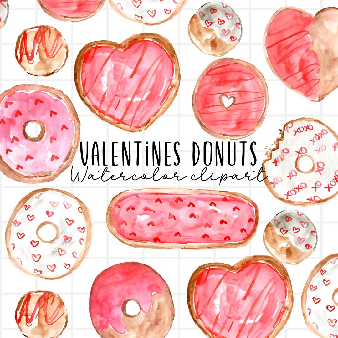 Valentines Day Donut Clipart - Vday - Food Graphics - Dessert - Digital ...