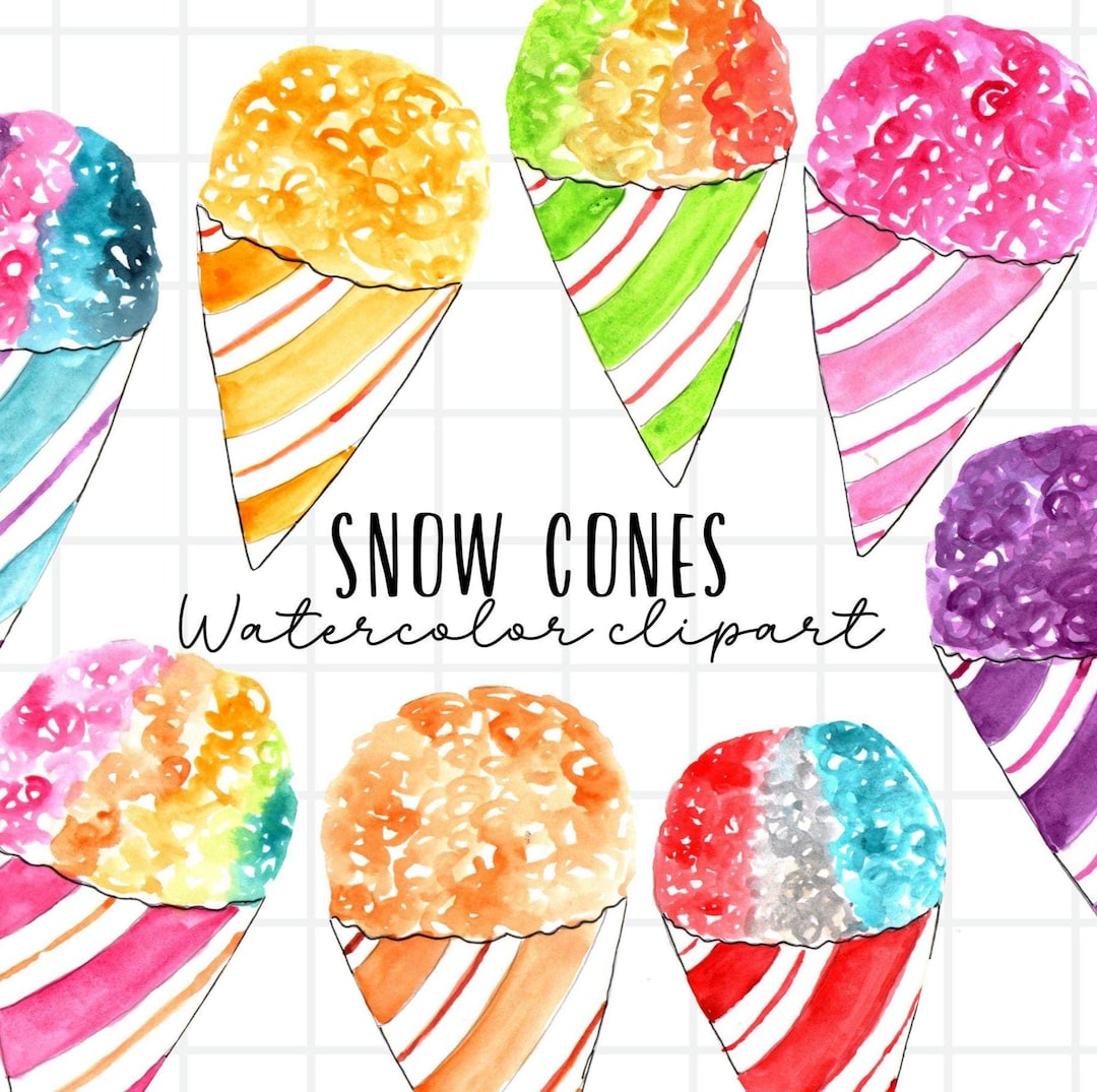 Watercolor Snow Cone Clipart, Shaved Ice Graphics in Png Format ...