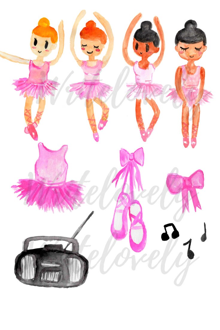 Ballerina clipart Watercolor clipart Girly clipart cute | Etsy