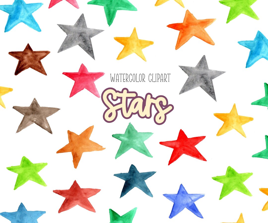 Watercolor Star Clip Art - Shapes - Star Clip Art - Commercial Use - Etsy