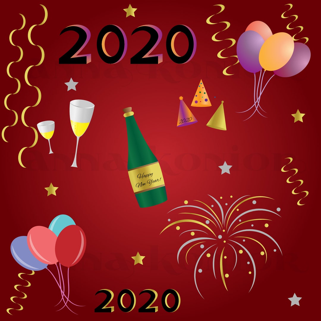 New Years Eve Clip Art, New Year Vector Graphics, Clipart, Editable ...
