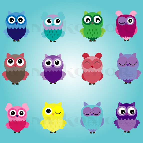 Visual Arts vector printable owls clip art illustration butterflies ...