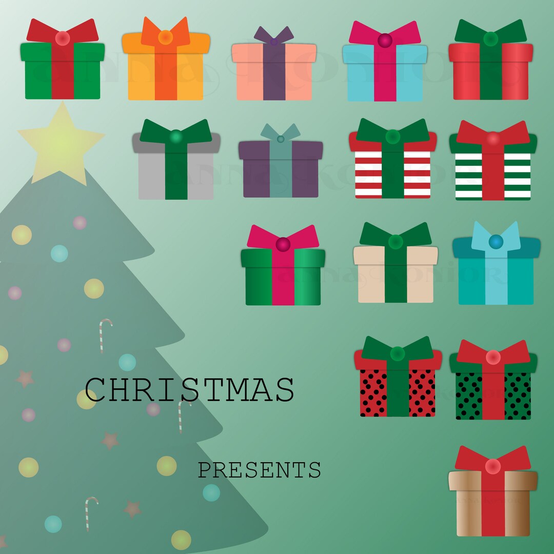 Presents Clip Art, Christmas Presents Vector Graphics, Presents Clipart ...