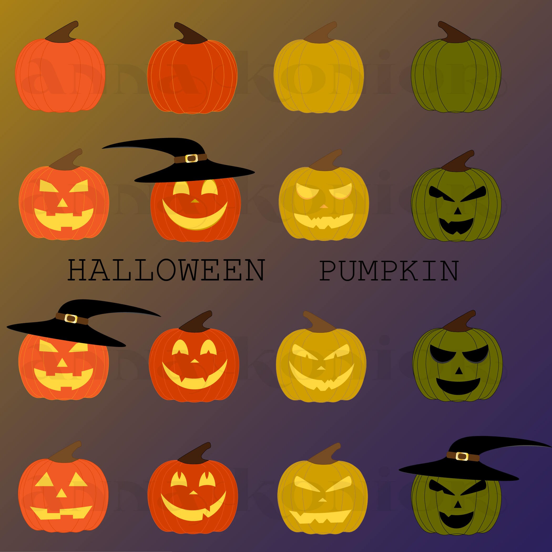 Halloween Clip Art, Pumpkin Vector Graphics, Clipart, Halloween Pumpkin ...