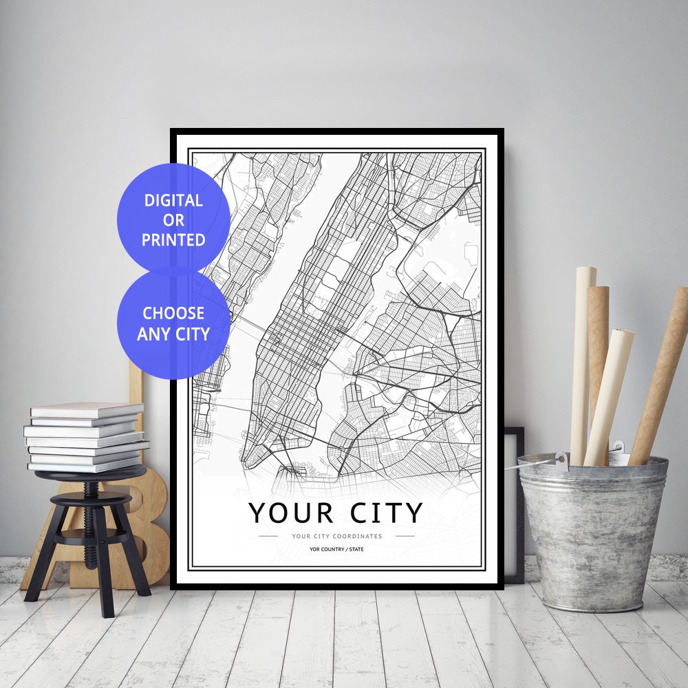 Custom Map Print Custom Map Custom City Map City Map - Etsy
