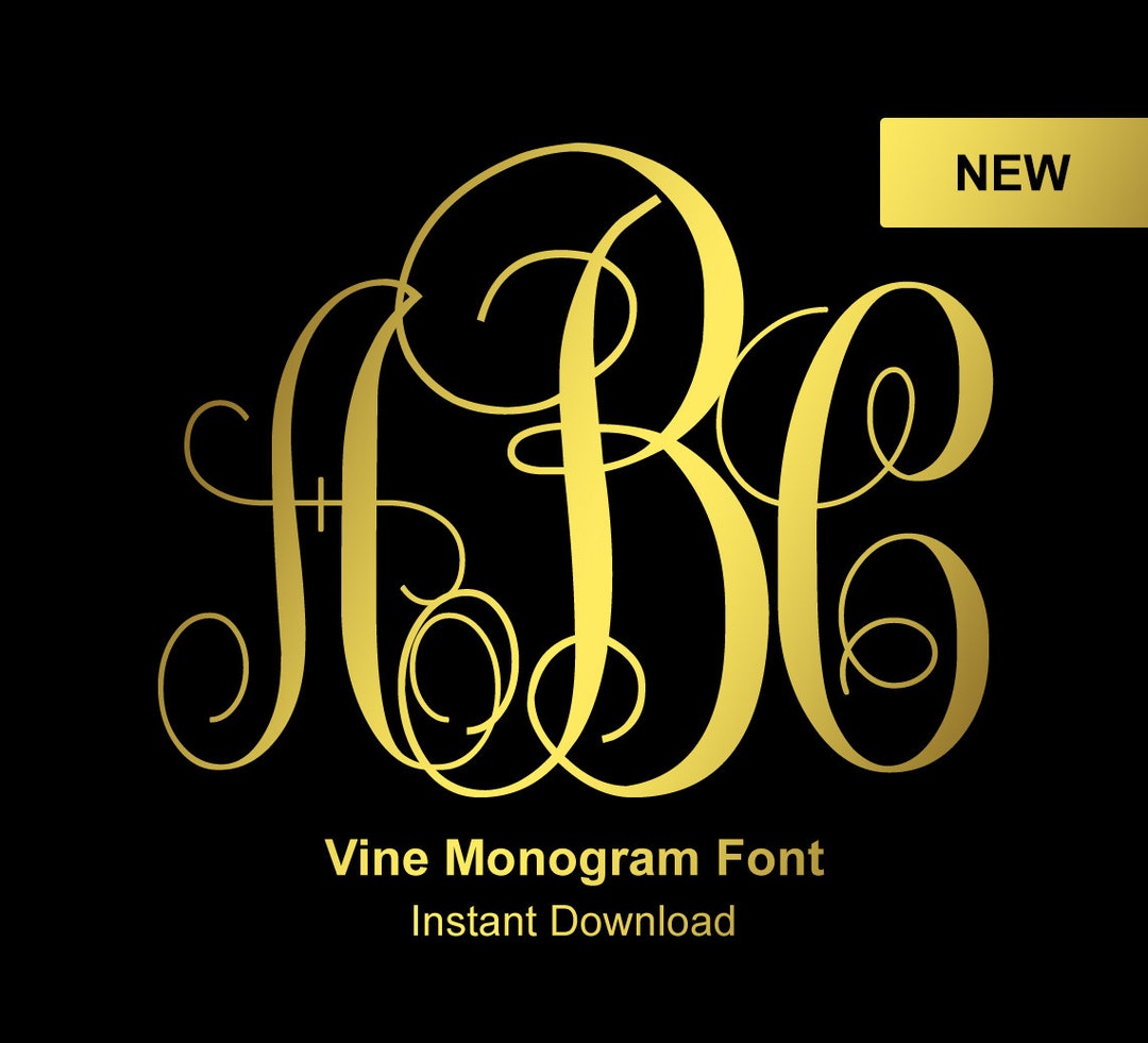 Vine Monogram Font, Monogram Font, Interlocking Monogram, Monogram ...