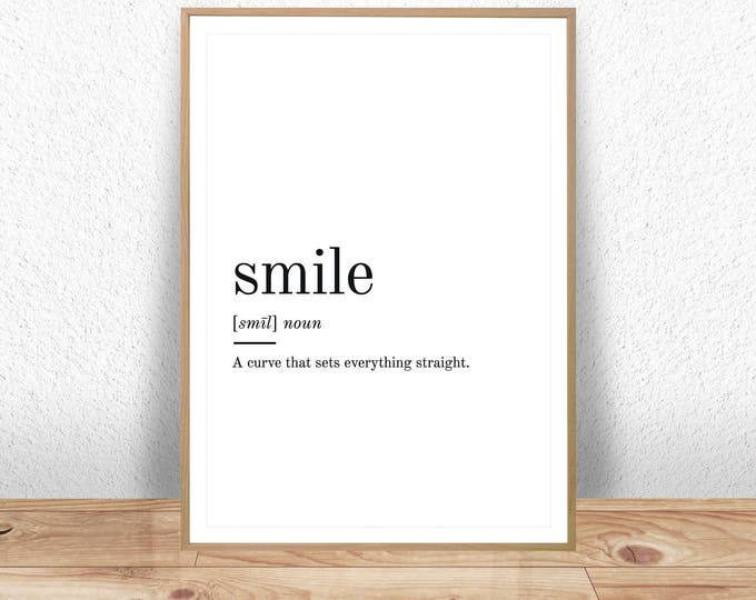 Smile Definition, Printable Wall Art, Smile Print, Smile Poster, Funny ...