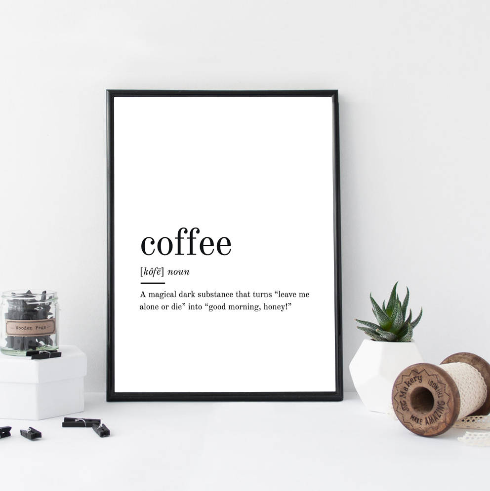 Coffee Definition Printable Wall Art Coffee Print Coffee Poster Funny ...