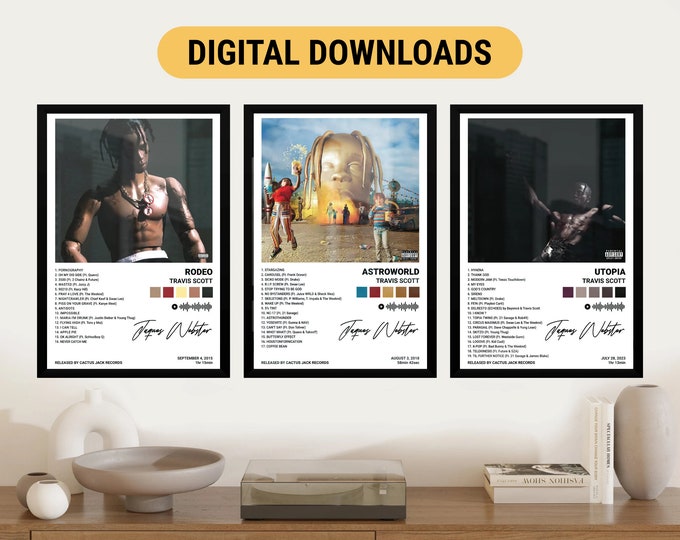 Travis Scott Set of 3 Digital Album Posters Travis Scott Poster ...