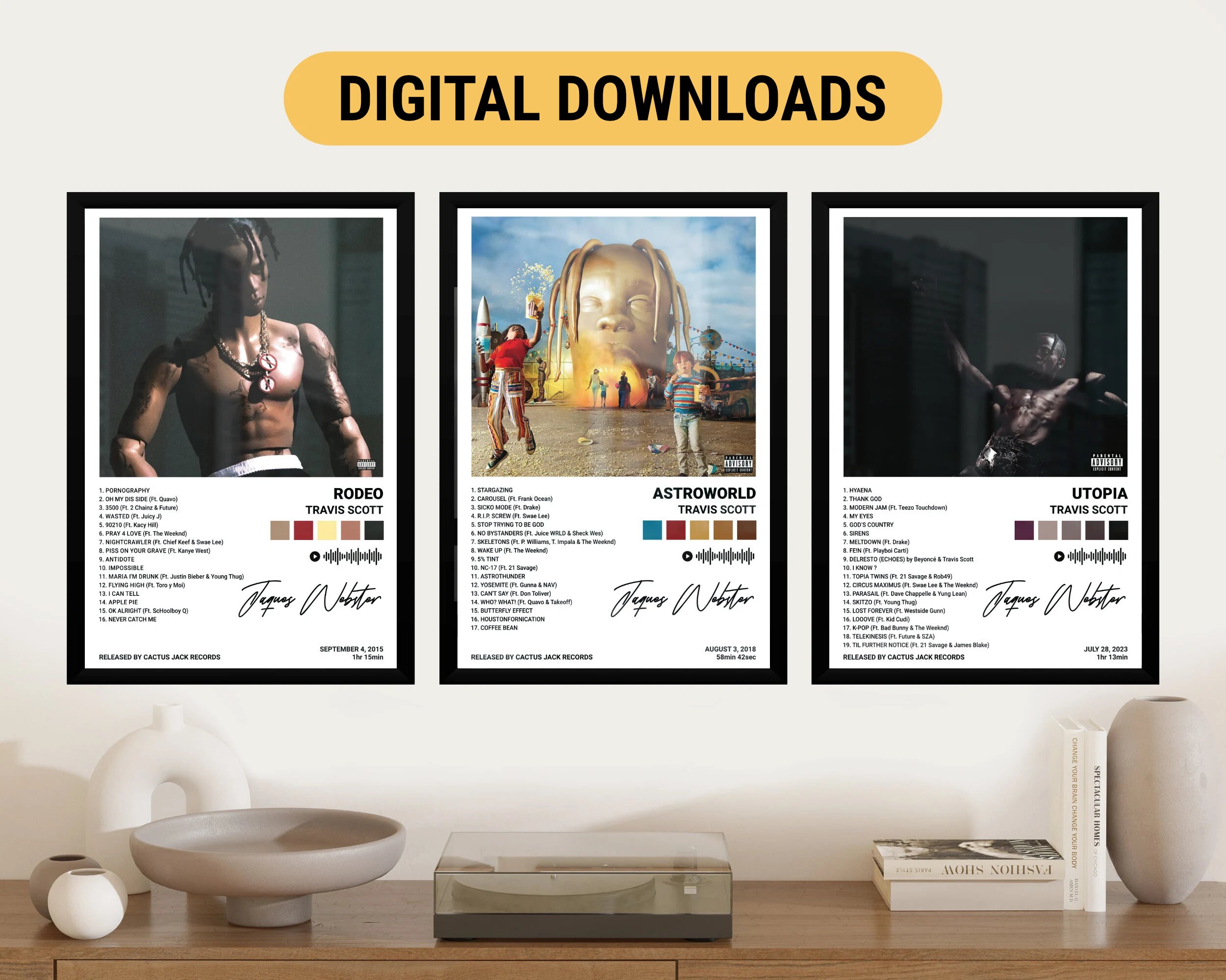 Travis Scott Set of 3 Digital Album Posters Travis Scott Poster ...