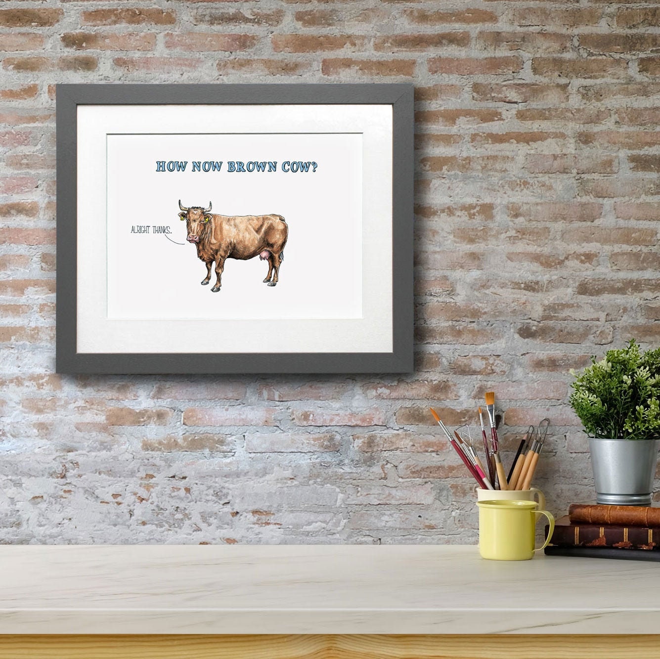 How Now Brown Cow Brown Cow Print Cow Wall Art Cow | Etsy